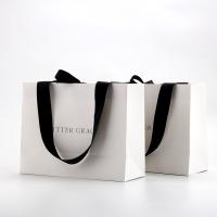 China Eco Friendly Custom Printed Bamboo Paper Shopping Bag With Ribbon Handle for sale