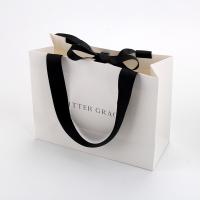 China Eco Friendly Custom Printed Bamboo Paper Shopping Bag With Ribbon Handle for sale