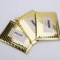 China Custom Logo Ziplock Gold Metallic Bubble Mailing Bag For Cosmetics for sale