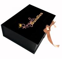 China Custom Hair Packaging With Ribbon Black Luxury Wig Packaging Paper Gift Box Unique Hair Extension Packaging for sale