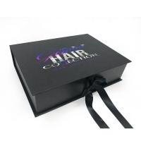 China Custom Hair Packaging With Ribbon Black Luxury Wig Packaging Paper Gift Box Unique Hair Extension Packaging for sale