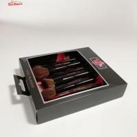 China Packaging Box Custom Logo Print Design Color 350gram Gold Paper Boxes With Window For Makeup Brush for sale
