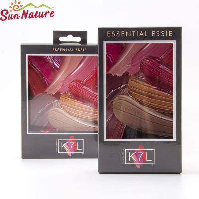 China Packaging Box Custom Logo Print Design Color 350gram Gold Paper Boxes With Window For Makeup Brush for sale