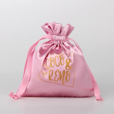 China Satin Hair Packaging Drawstring Silk Bags For Hair Extensions for sale