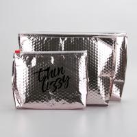 China Custom Logo Ziplock Rose Gold Metallic Bubble Mailer For Cosmetics for sale