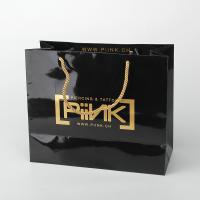 China Shiny Paper Shopping Bag Promotional Black Customize Paper Bags With Gold Foil Logo for sale
