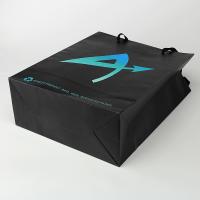 China Black Paper Shopping Bag Black Bag Holographic Logo Printing Retail Bags for sale