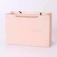 China Pink Jewelry Bag Paper Bag Manufacturer Pink Gift Bag With Gold Foil Logo for sale