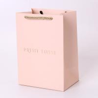 China Pink Jewelry Bag Paper Bag Manufacturer Pink Gift Bag With Gold Foil Logo for sale