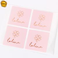 China Custom Design Pink Square Paper Sticker For Seal Tissue Paper for sale