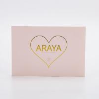 China 15x10cm Customized Pink Paper Thank You Card With Gold Foil Logo for sale