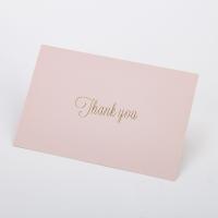 China 15x10cm Customized Pink Paper Thank You Card With Gold Foil Logo for sale