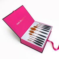China Pink Book Shape Ribbon Closure Make Up Shipping Cardboard Gift Packaging Boxes Makeup Brush Box With Plastic Blister Tra for sale