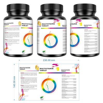 China 85mm Vitamin Essential Oil Plastic Sticker Label Waterproof Stickers For Bottles for sale