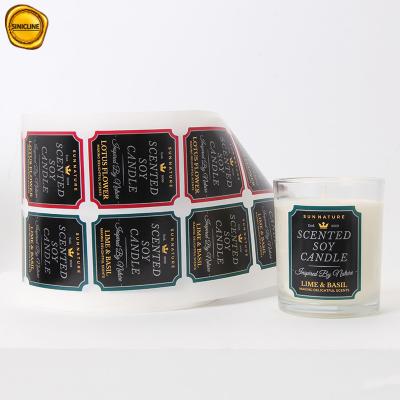 China Gold Foil Candle Plastic Sticker Labels Glass Bottle For Fragrance for sale