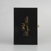 China Handmade Luxury Hair Extension Packaging Box Black Cardboard Drawer Box for sale