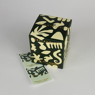 China Custom Black Pattern Printing Gold Foil Words Box Soy Candle Paper Box for sale