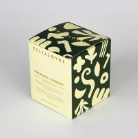 China Custom Black Pattern Printing Gold Foil Words Box Soy Candle Paper Box for sale