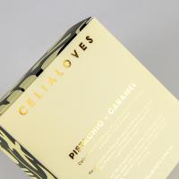 China Custom Black Pattern Printing Gold Foil Words Box Soy Candle Paper Box for sale