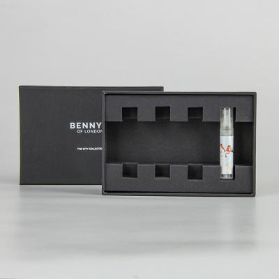 China Custom Black Perfume Packaging Box Set Luxury Perfume Sample Box for sale