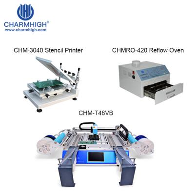 China SMT Production Assembly Line: CHM-T48VB Mini Desktop  SMT P&P Machine +CHMRO-420 Reflow Oven +CHM-T3040Stencil Printer for sale