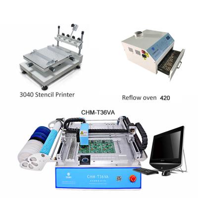 China LED PCB assembly line Classic Set: CHM-T36VA Pick and Place Machine +3040 Stencil Printer + CHMRO-420 Reflow Oven, for sale