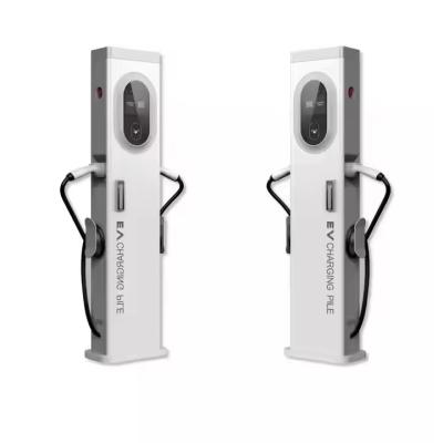 China Dual Gun Floor Mounting 32A Evse EV Car Charger Station 3 Phase 14KW 22KW 44KW for sale