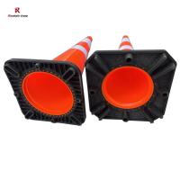 China PVC Warning Road Safety Traffic Cones Reflective Safety Cones Black Base 36inch for sale