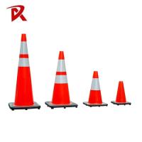 China 75cm 90cm Traffic Cone Safety Orange Flexible Traffic Control Barrels With Black Base for sale