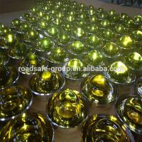 China ROADSAFE Tempered 5cm White Rubber Cover Glass Road Stud High(low) Reflective Temperature Glass Bead Reflector Cat Eye for sale