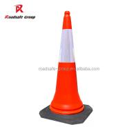 China PE Road Pavement Highway Cones Traffic Black Base Tall Construction Cones 100cm for sale