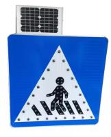China Aluminum Traffic Sign 600 X 400mm Solar Powered LED Flashing Road Signs for sale