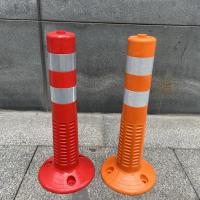 China Traffic Safety 50cm Red Orange Pu Reflective Delineator Pole Flexible Road Bollard Delineator Post Spring Warning Post for sale