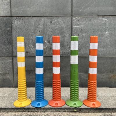 China Popular Spring Parking Sign Post Road Safety Flexible PU Screw Thread Parking Lot Sign Posts for sale