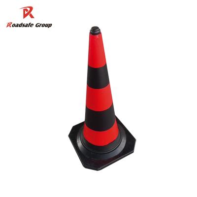 China 50/75/100cm Black Base PE Flexible Traffic Cone Vial Road Construction Plastic Cones for sale