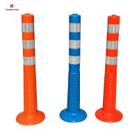 China 750mm Flexible Safety Post Delineator Road Safety PU Traffic Bollard Traffic Warning Products for sale