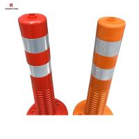 China Traffic PU 500mm Warning Post Reflective Delineator Road Spring Flexible Bollard for sale