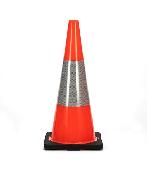 China USA Standard Reflective Traffic Cone 70cm PVC Cones Warning Logo Road Safety Cone White for sale