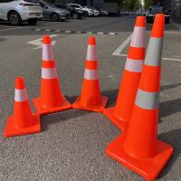 China High Visibility 45cm-90cm Height Black Base Traffic Cone for Road Safety and Traffic Management for sale