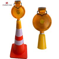 China 185mm 39cm Solar Rechargeable Traffic Warning Light with PC and ABS Material for High Durability for sale