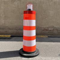 China PE+Rubber Base Traffic Barrel with 300mm Barrel Diameter and 560mm Base Diameter for Roadway Safety for sale