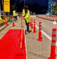 China Warning Spring Post PU 750mm Orange Flexible Traffic Bollard Reflective Delineator Post for sale