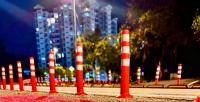 China Warning Spring Post PU 750mm Orange Flexible Traffic Bollard Reflective Delineator Post for sale