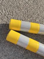 China Yellow 530g Warning Spring Post PU 750mm Orange Flexible Traffic Bollard Reflective Road 75cm Delineator Post for sale