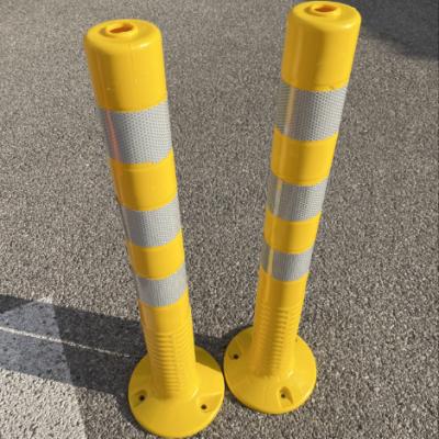 China Yellow 530g Warning Spring Post PU 750mm Orange Flexible Traffic Bollard Reflective Road 75cm Delineator Post for sale