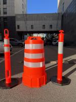 China Orange 4.75KG PE Traffic Drum Crash Barrels Road Safety Barrel Warning Reflective Barrier Road Working 100cm Barricade for sale