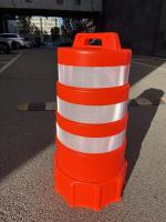 China Orange 4.75KG PE Traffic Drum Crash Barrels Road Safety Barrel Warning Reflective Barrier Road Working 100cm Barricade for sale
