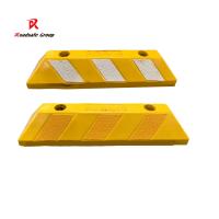China Yellow Roadsafe Car Speed Bump Reflective Wheel Stopper Car Stop Rubber Parking Lot 55*10*15cm Ramp Hump Stopper for sale