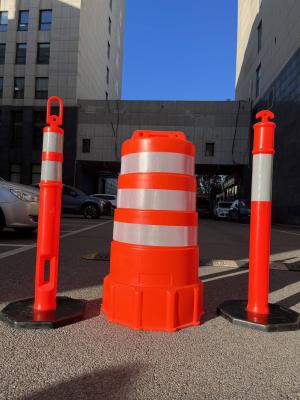 China Factory Wholesale HDPE Reflective Roadsafe Drum Warning Barrier Traffic Safety Barrel With Rubber Base Traffic Controller South American Different Types Traffic Drum Barrel Orange Crash Safety for sale