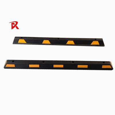 China 183cm Long Size 14kgs Yellow Rubber Reflective Tape Speed Bump Car Wheel Stopper Parking Lot Block for sale